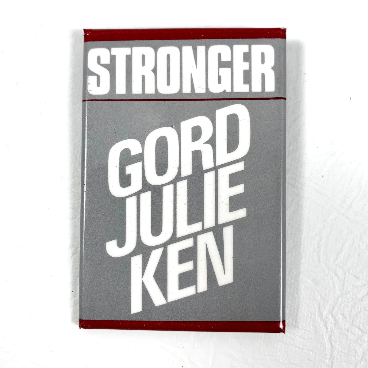 Stronger - Gord Julie Ken - Button – RetroReplay
